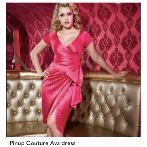 Pinup Couture | Dresses | Bombshell Pinup Couture Ava Dress Pink Satin ...